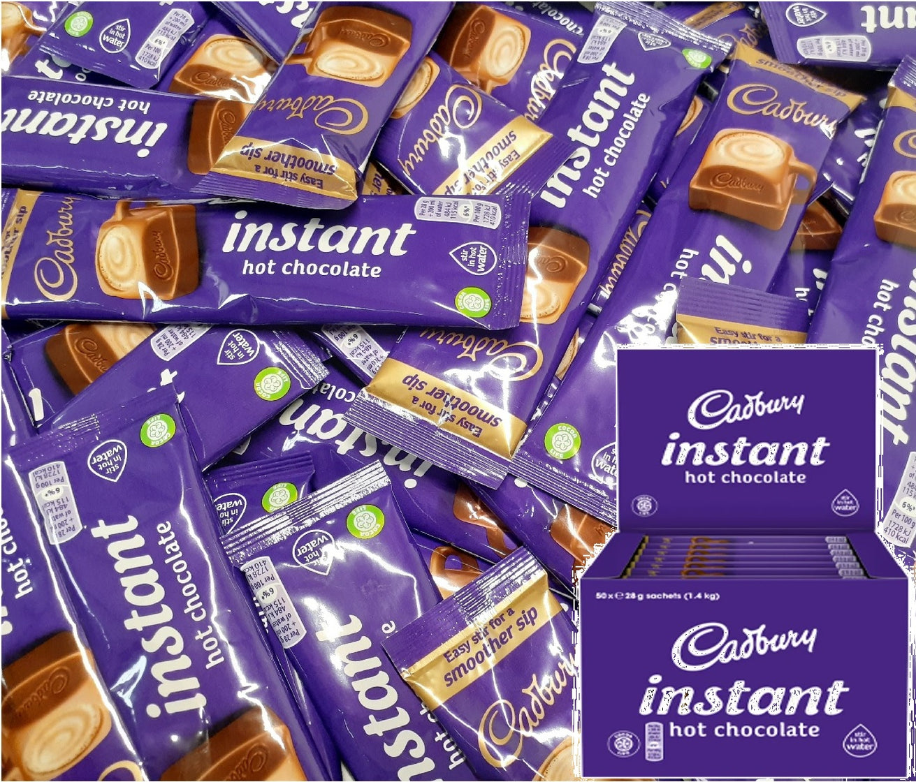 CADBURY Hot Chocolate Instant Sachets 28g Powder Drink Individually Pa ...