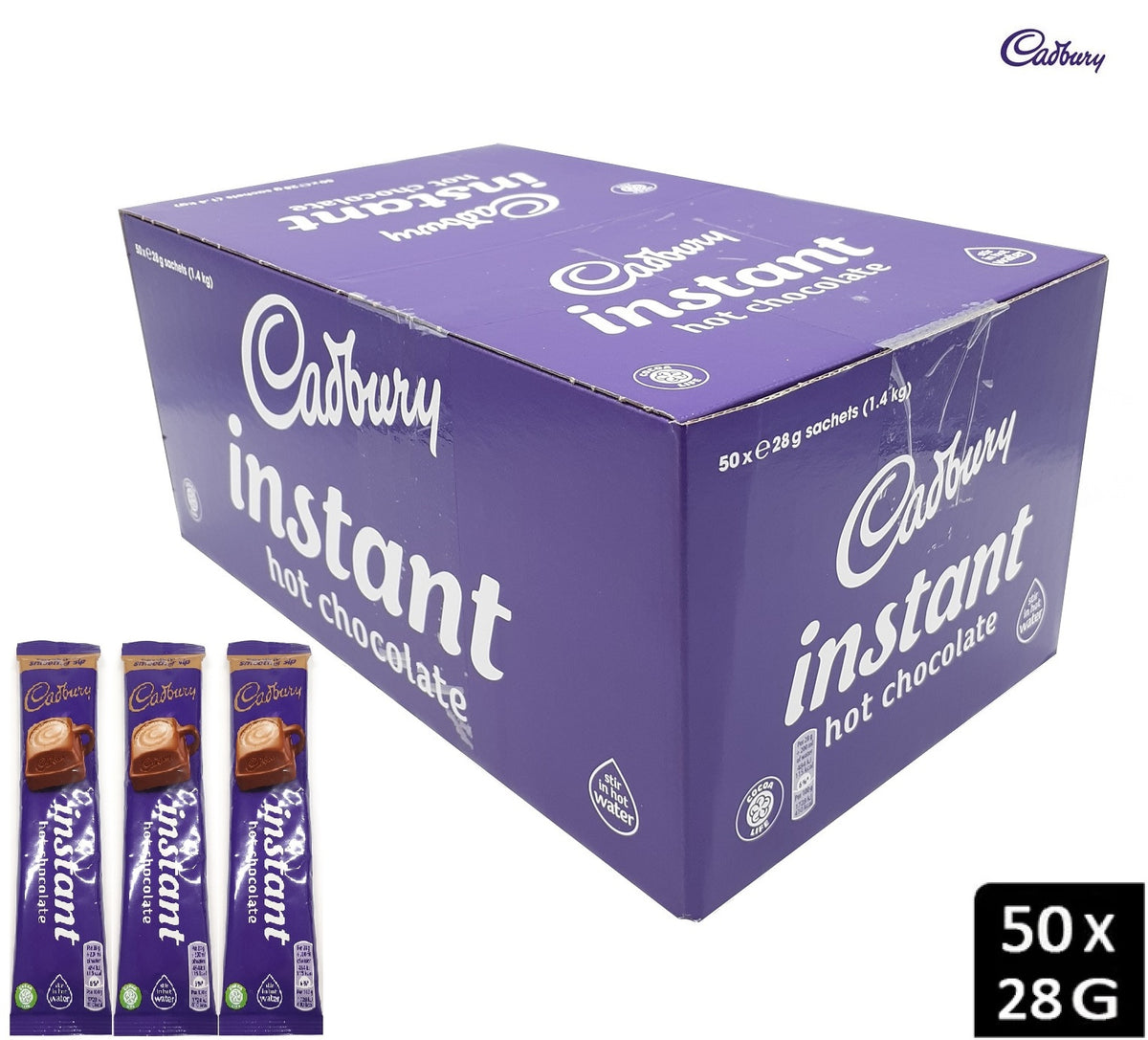 Cadbury Instant Hot Chocolate Single Sachets Cocoa Powder Drink 50x28g ...