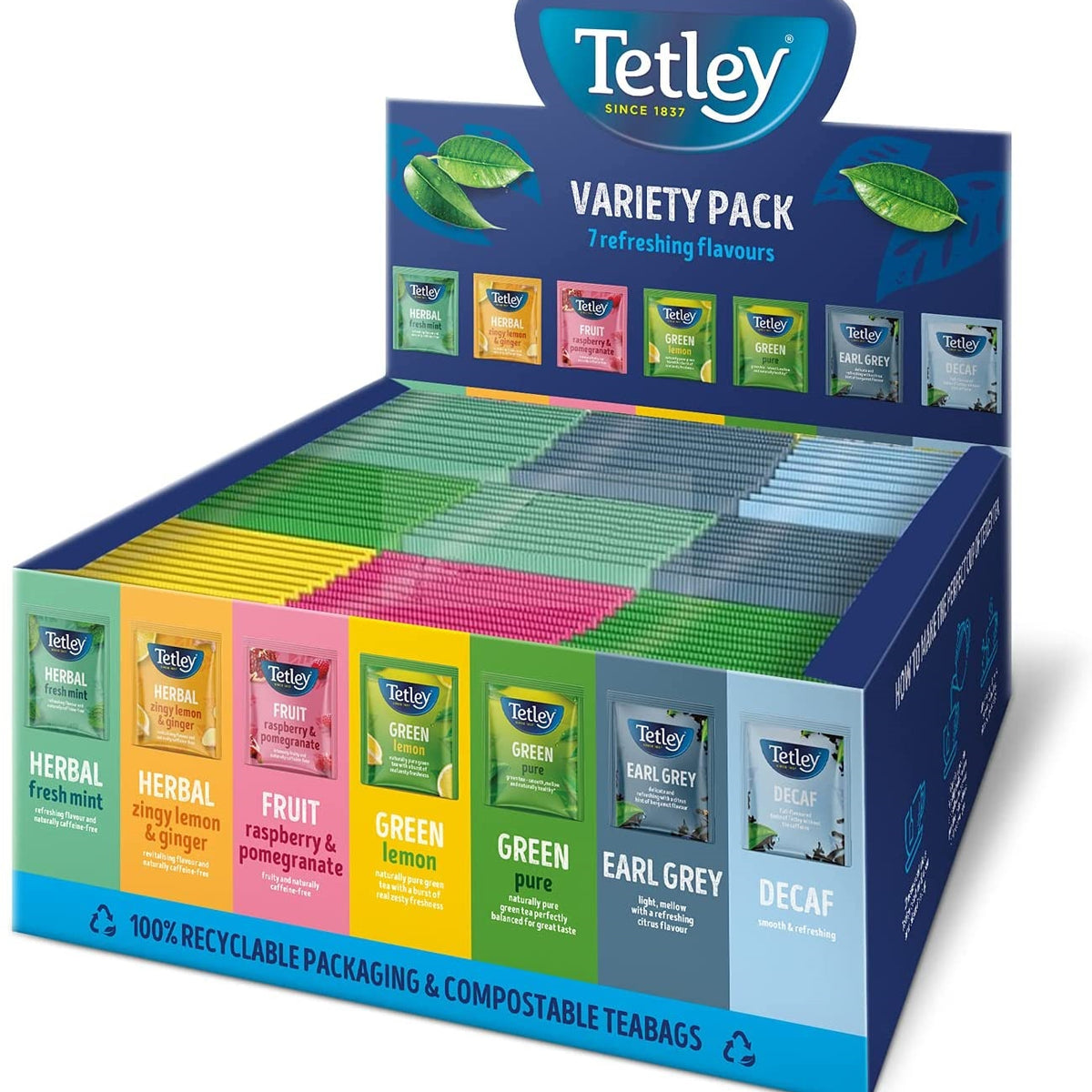 Tetley Tea Bags Individual Enveloped Sachets Tagged Classic Flavoured ...